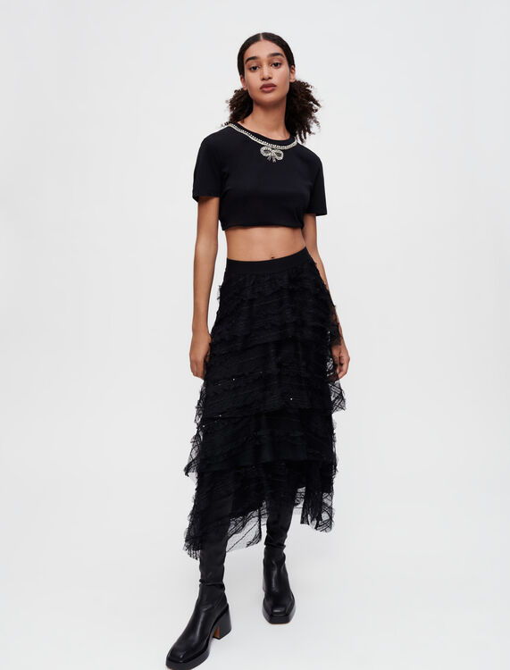 122jifini Dotted Swiss Tulle Skirt With Sequins Skirts And Shorts