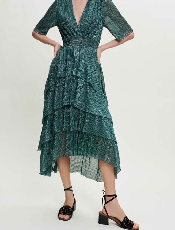 120ruffine Stretch Lurex Fabric Dress With Ruffles Dresses