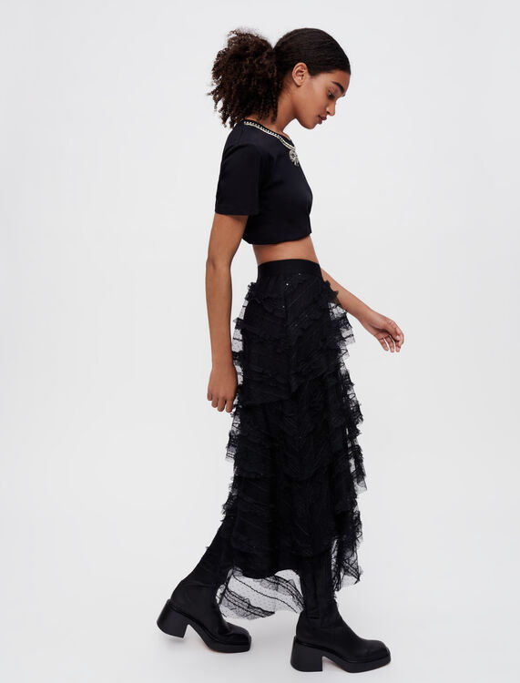 122jifini Dotted Swiss Tulle Skirt With Sequins Skirts And Shorts